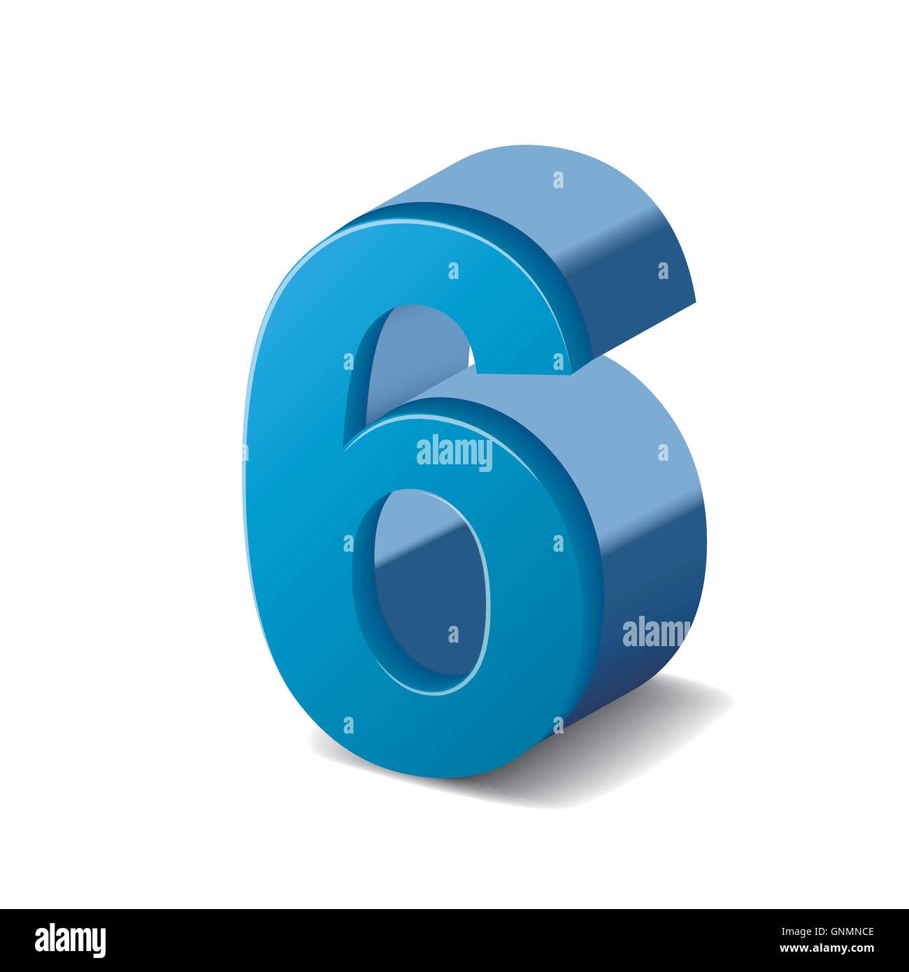 3D image shiny blue number 6 isolated on white background Stock Vector ...