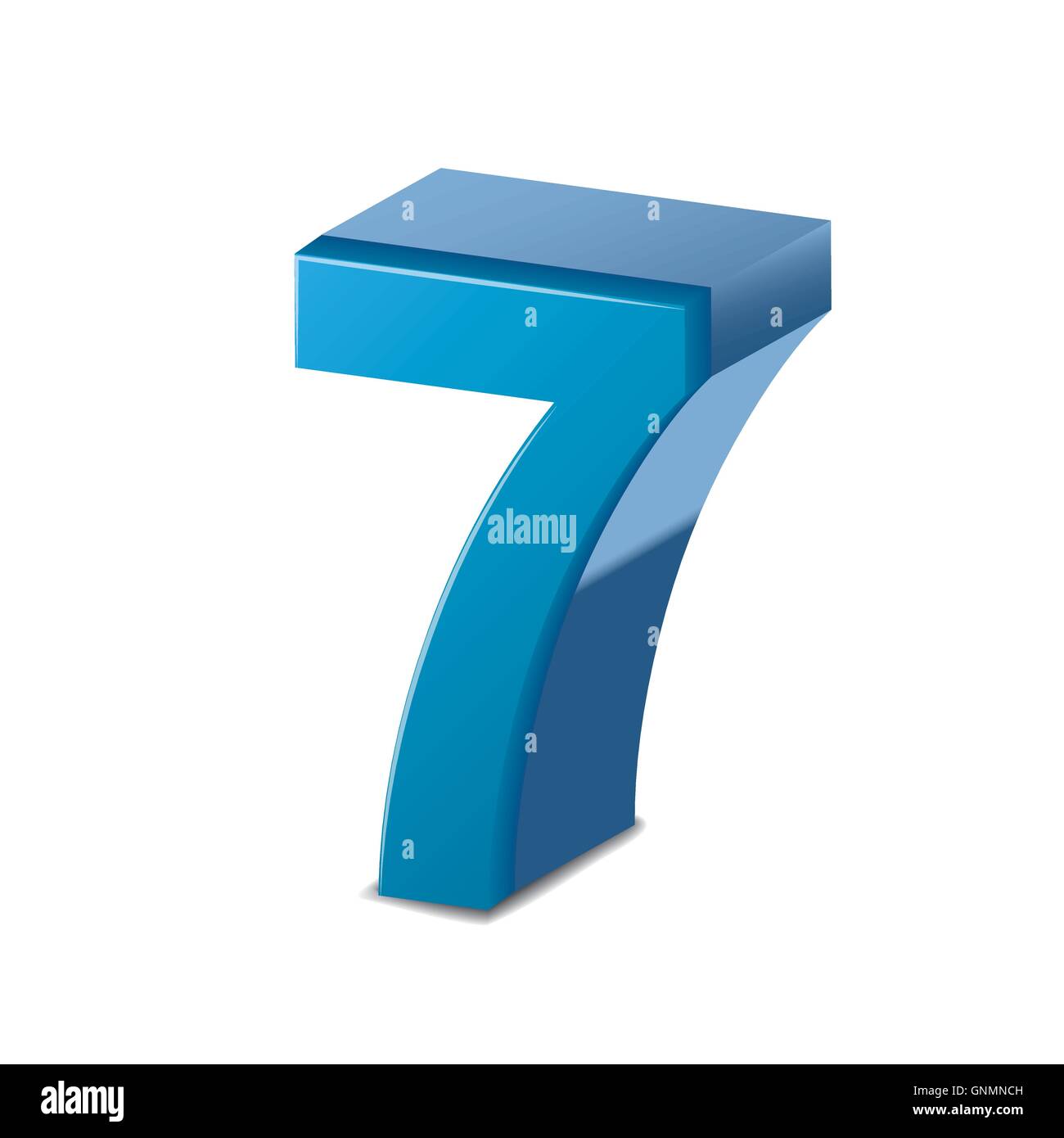 3D image shiny blue number 7 isolated on white background Stock Vector ...
