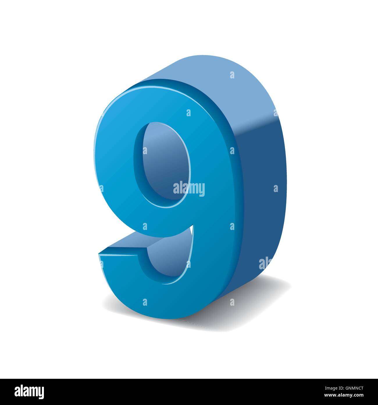 3D image shiny blue number 9 isolated on white background Stock Vector ...