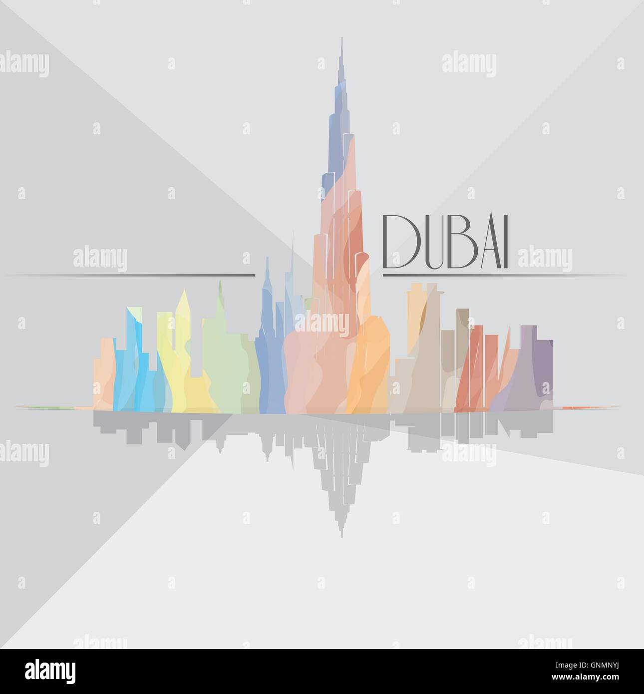 Isolated textured cityscape of Dubai on a grey background Stock Vector ...