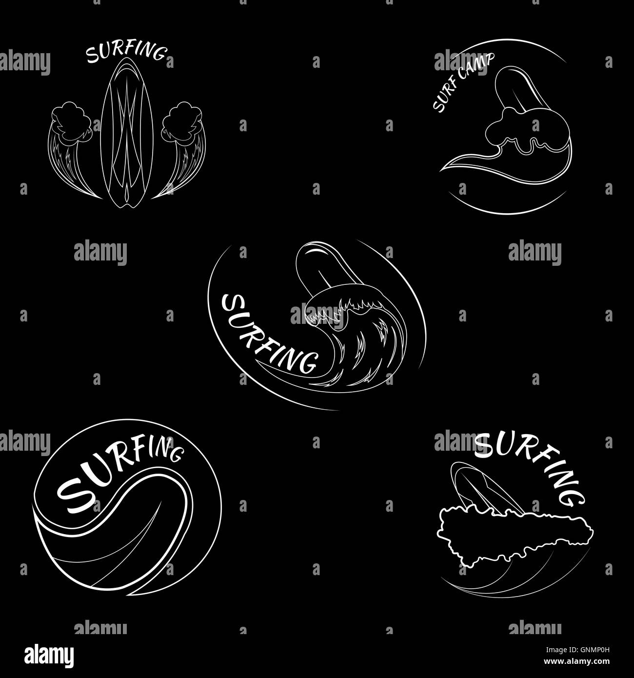 Surfing logo set vector hi-res stock photography and images - Alamy
