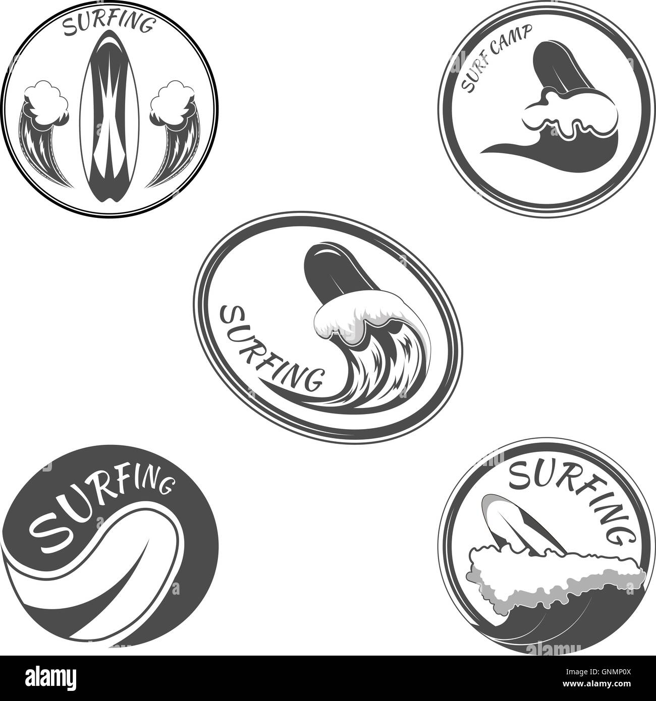 Ocean sun surfing logo Cut Out Stock Images & Pictures - Alamy