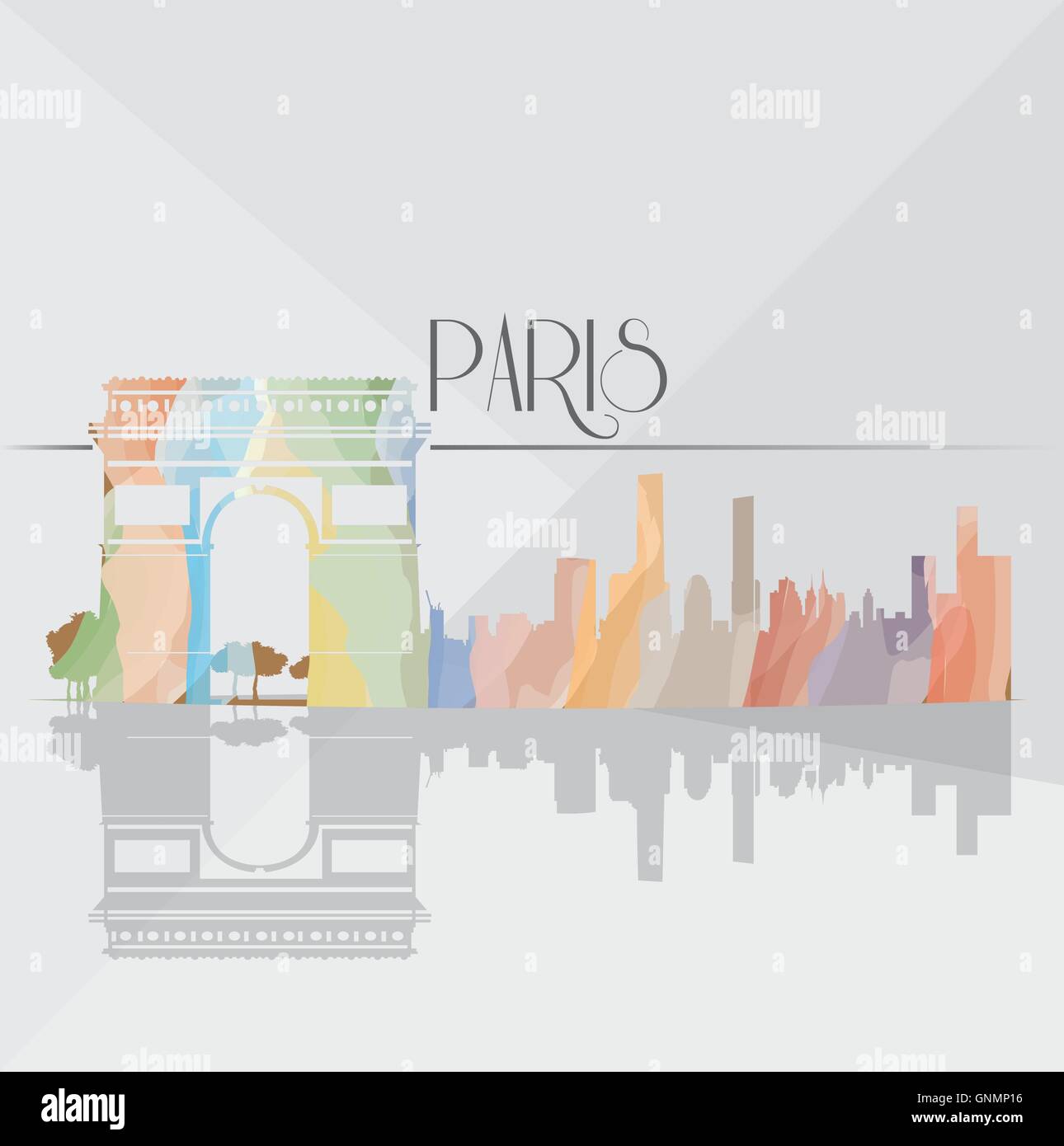 Isolated textured cityscape of Paris on a grey background Stock Vector ...