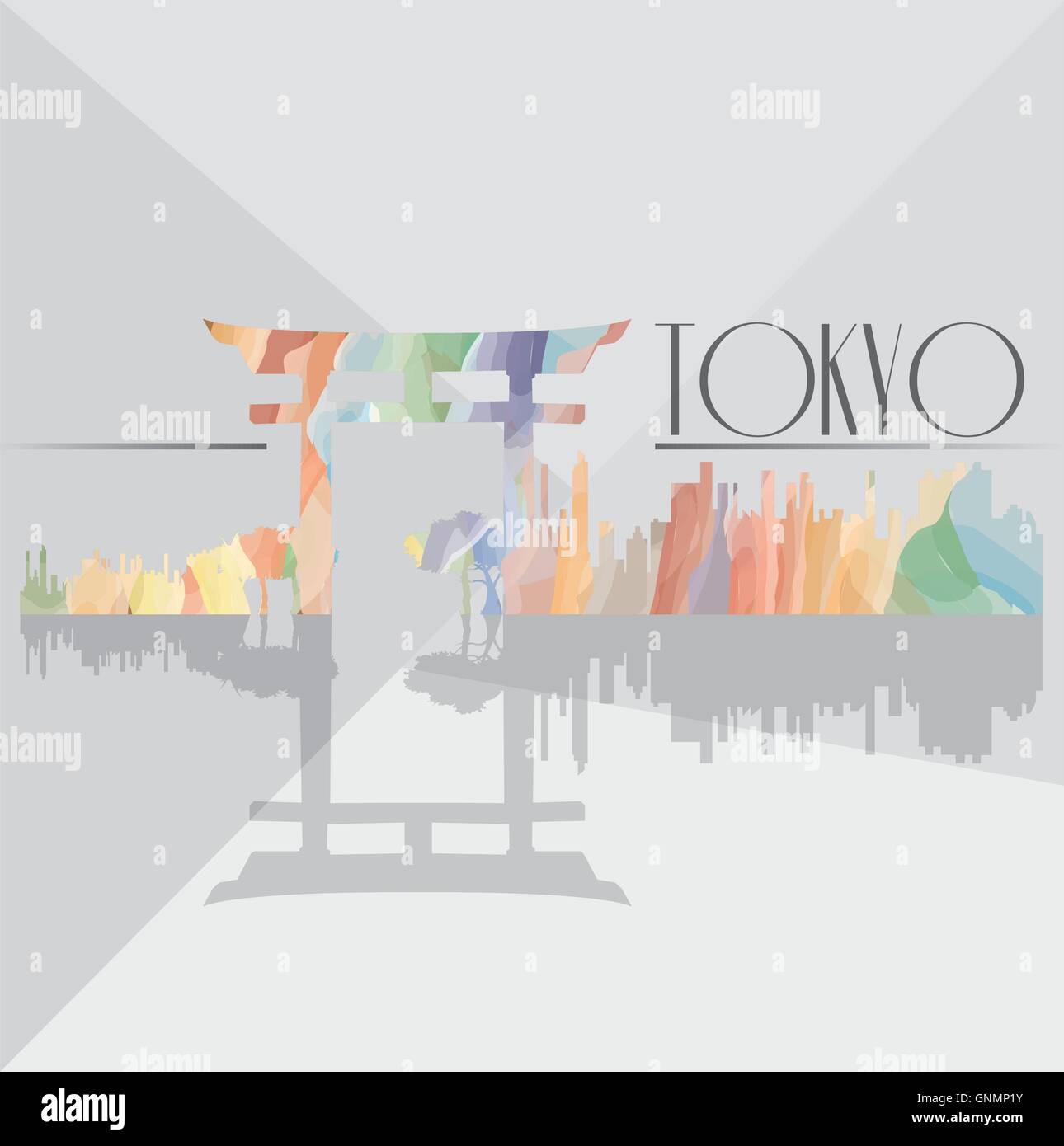 Isolated textured cityscape of Tokyo on a grey background Stock Vector ...