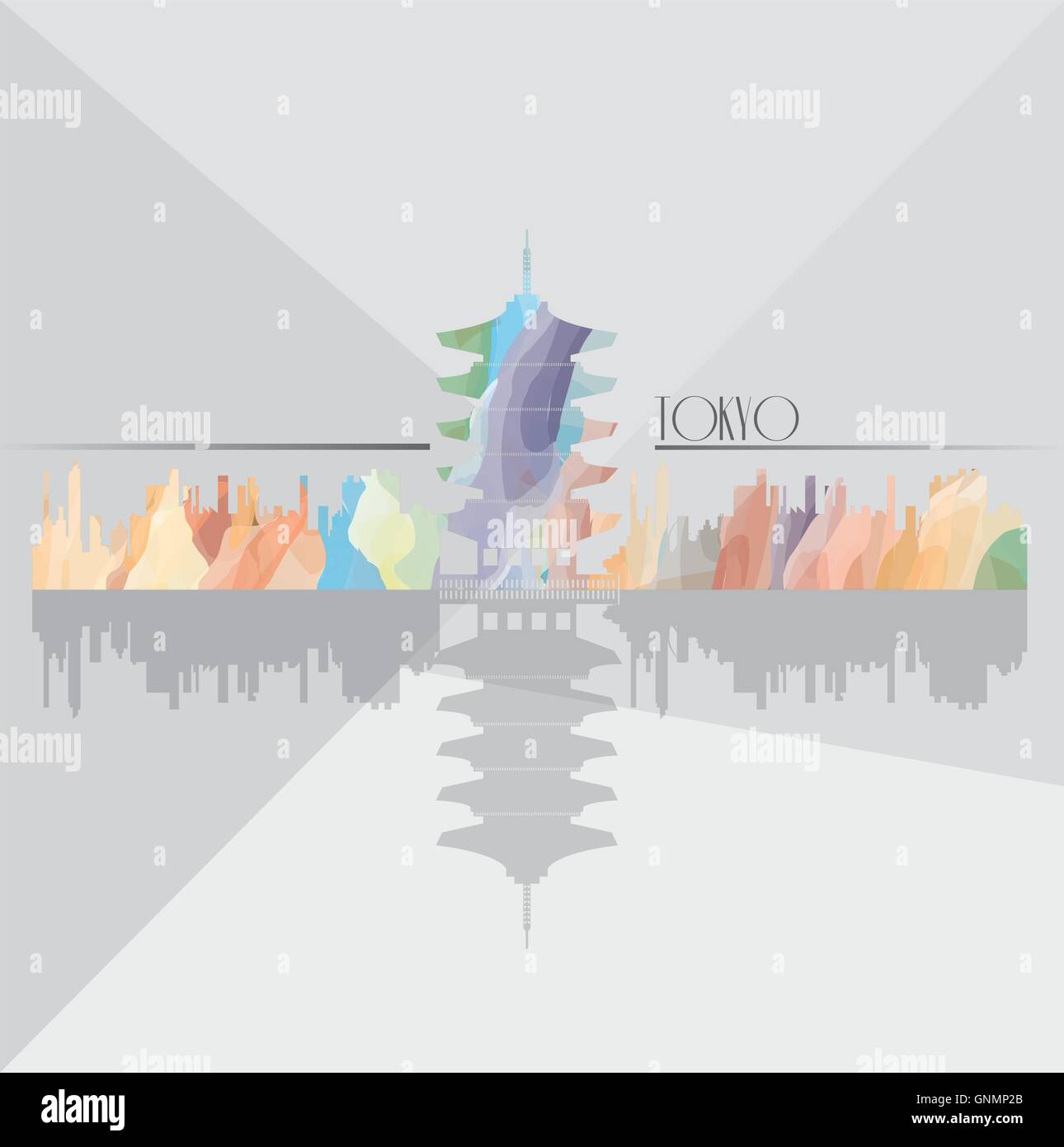 Isolated textured cityscape of Tokyo on a grey background Stock Vector ...