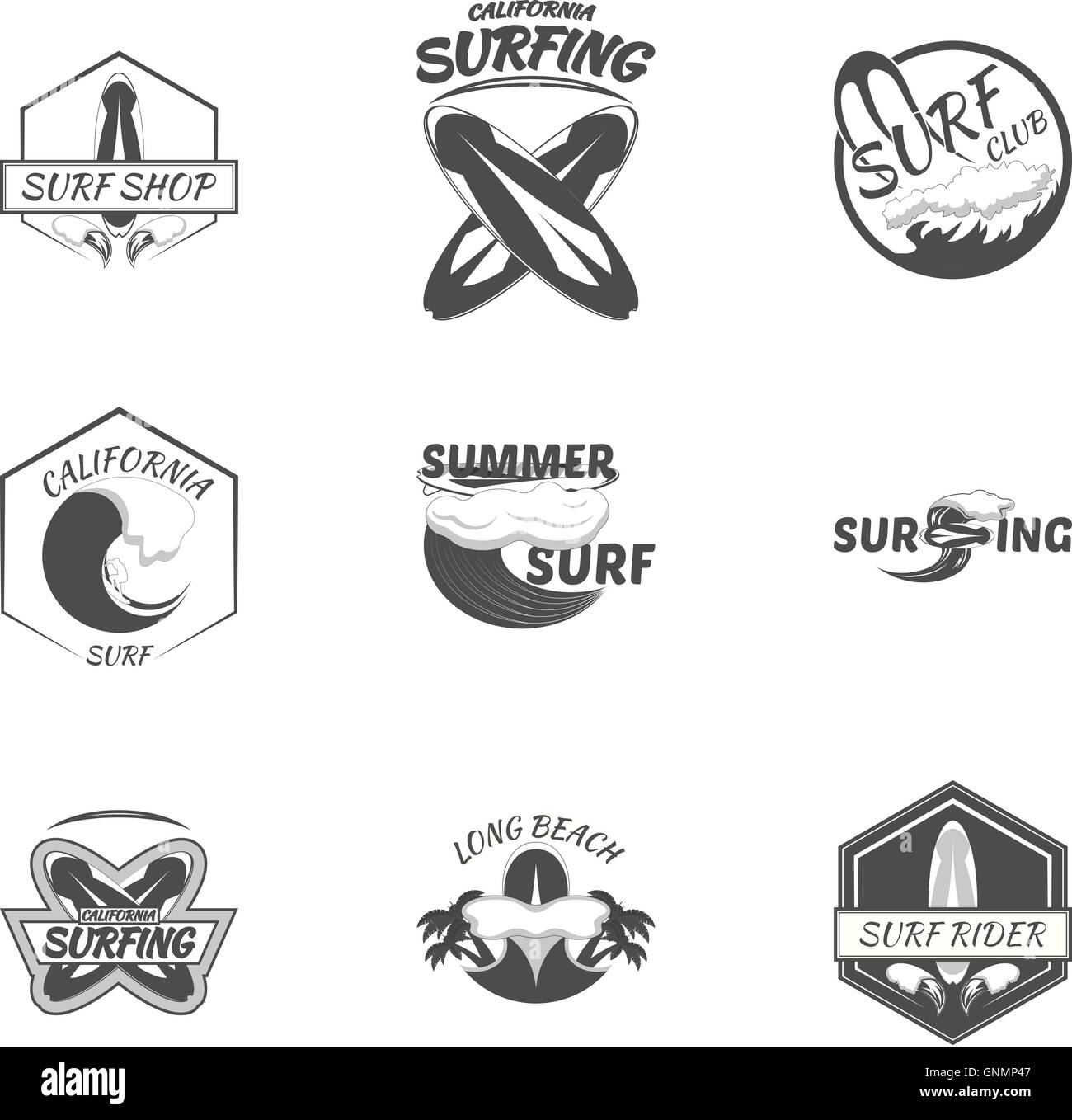 Set. surfing logo vector illustration Stock Vector Image & Art - Alamy