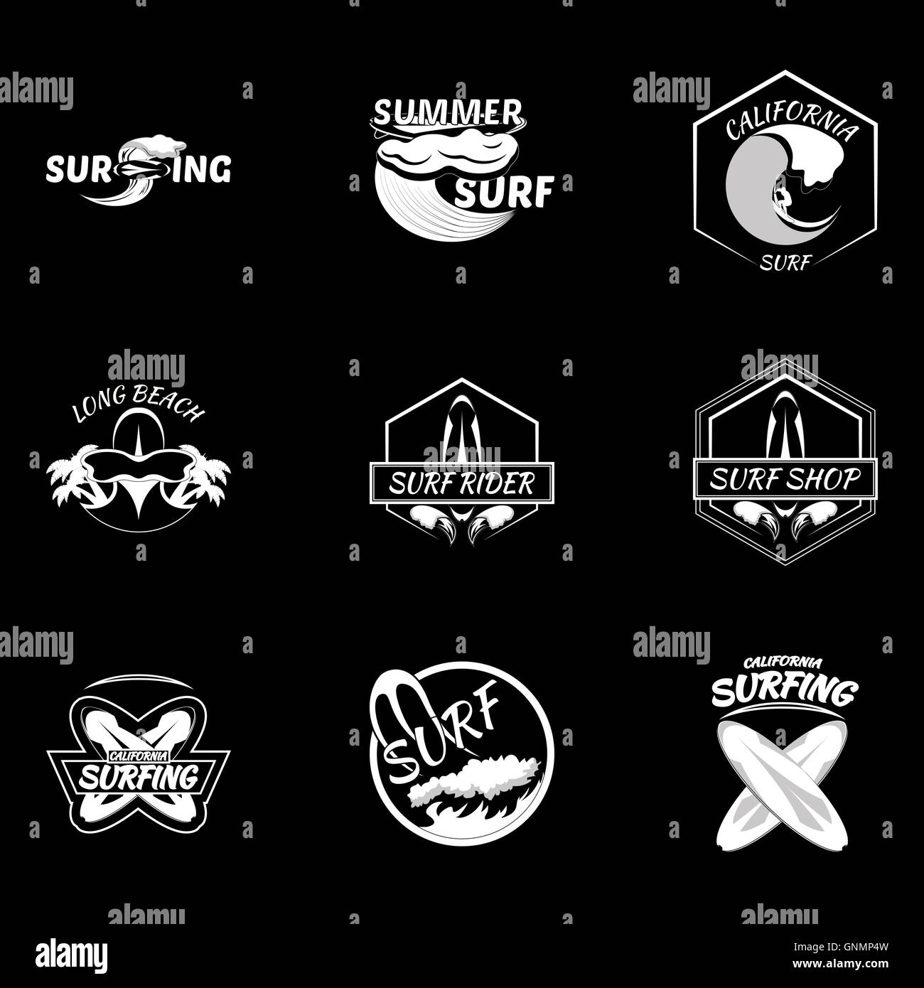 Set. surfing logo vector illustration Stock Vector Image & Art - Alamy