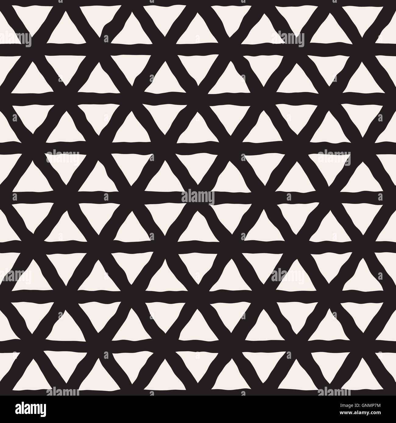 Vector Seamless Black And White Triangle Lines Grid Pattern Stock ...
