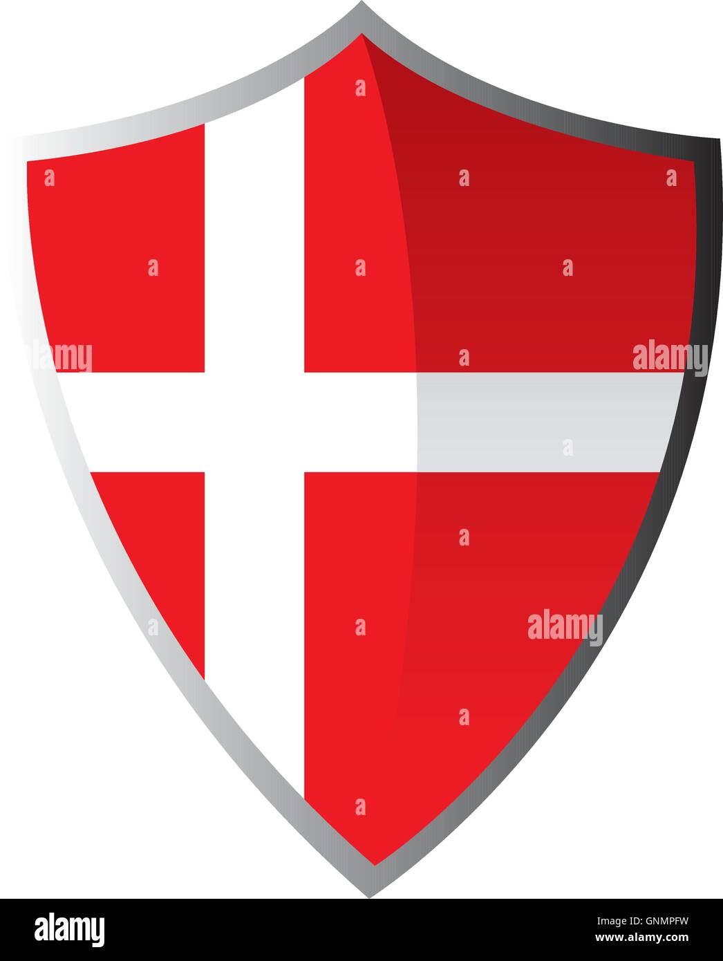 Isolated heraldry shield with the danish flag on a white background ...