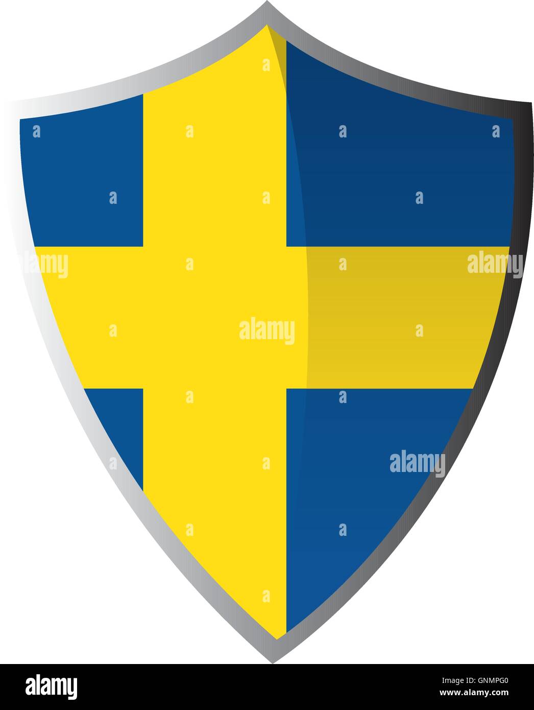 Isolated heraldry shield with the swedish flag on a white background ...