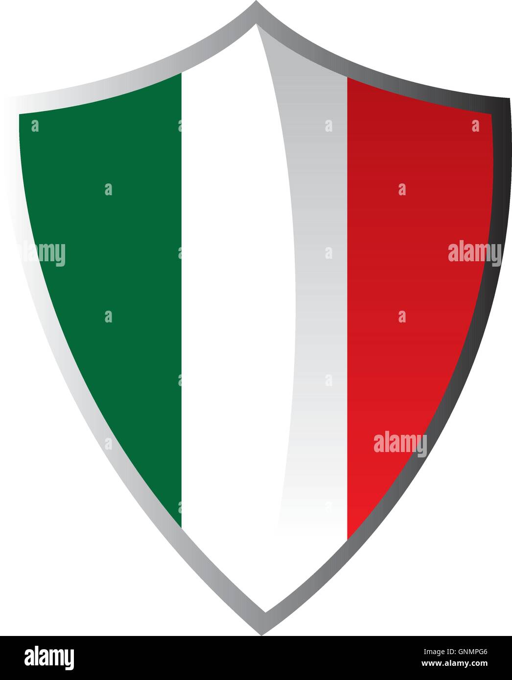 Isolated heraldry shield with the italian flag on a white background ...