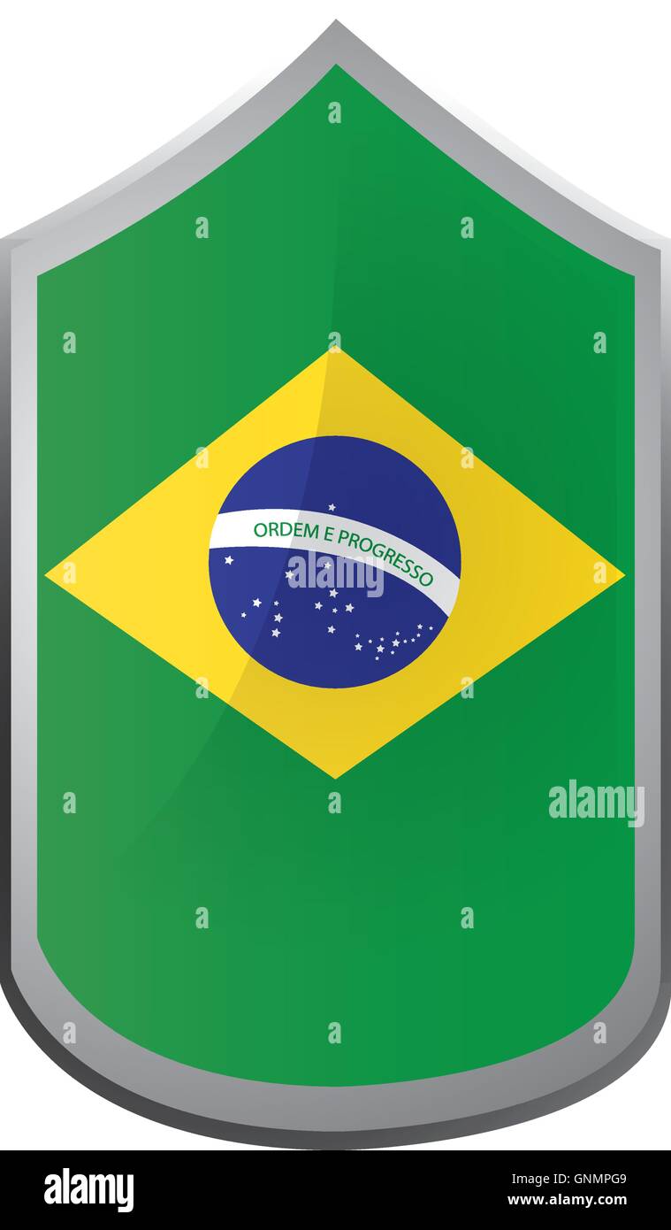 Isolated emblem with the brazilian flag on a white background Stock ...