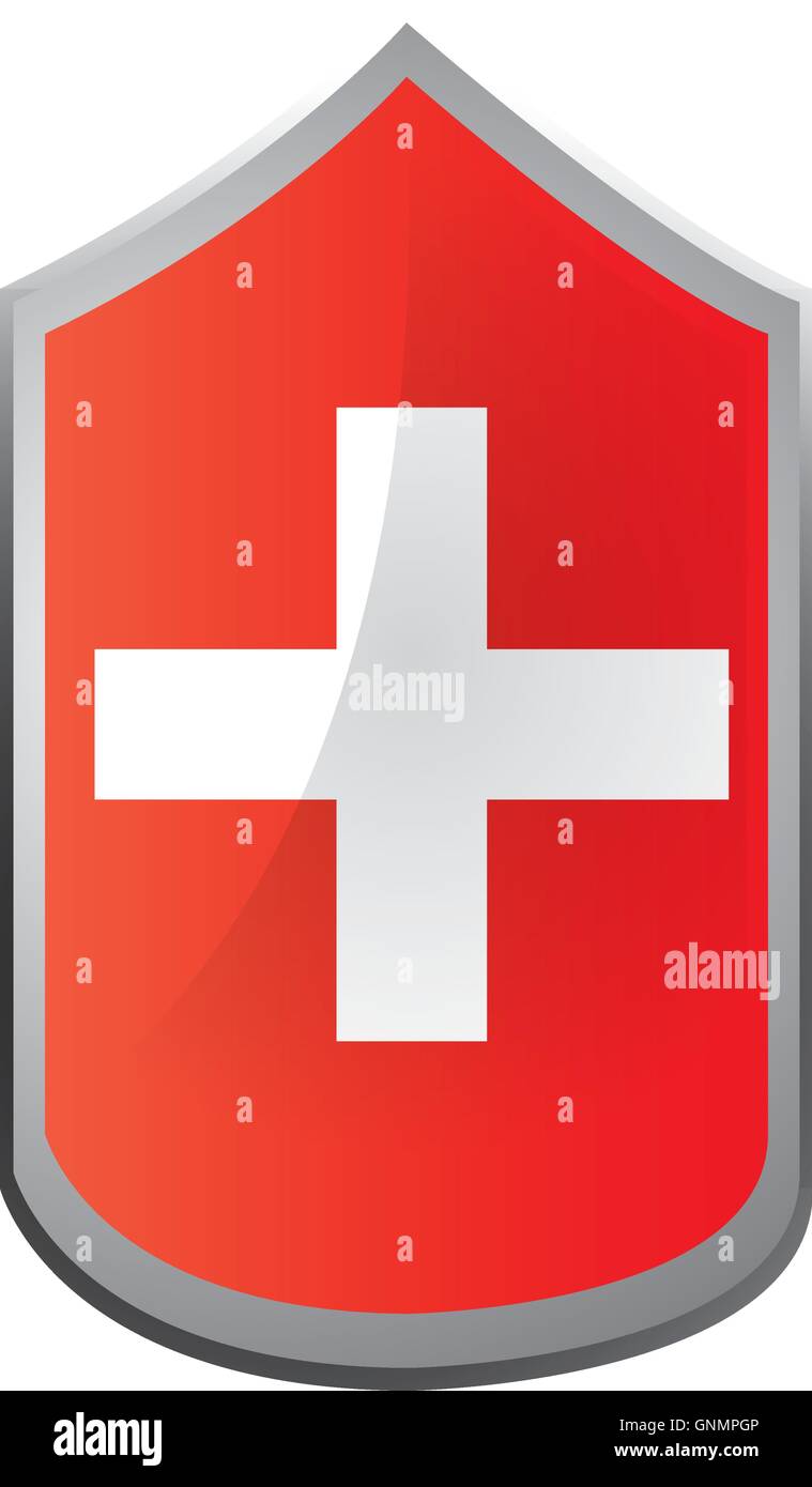 Isolated emblem with the flag of Switzerland on a white background ...