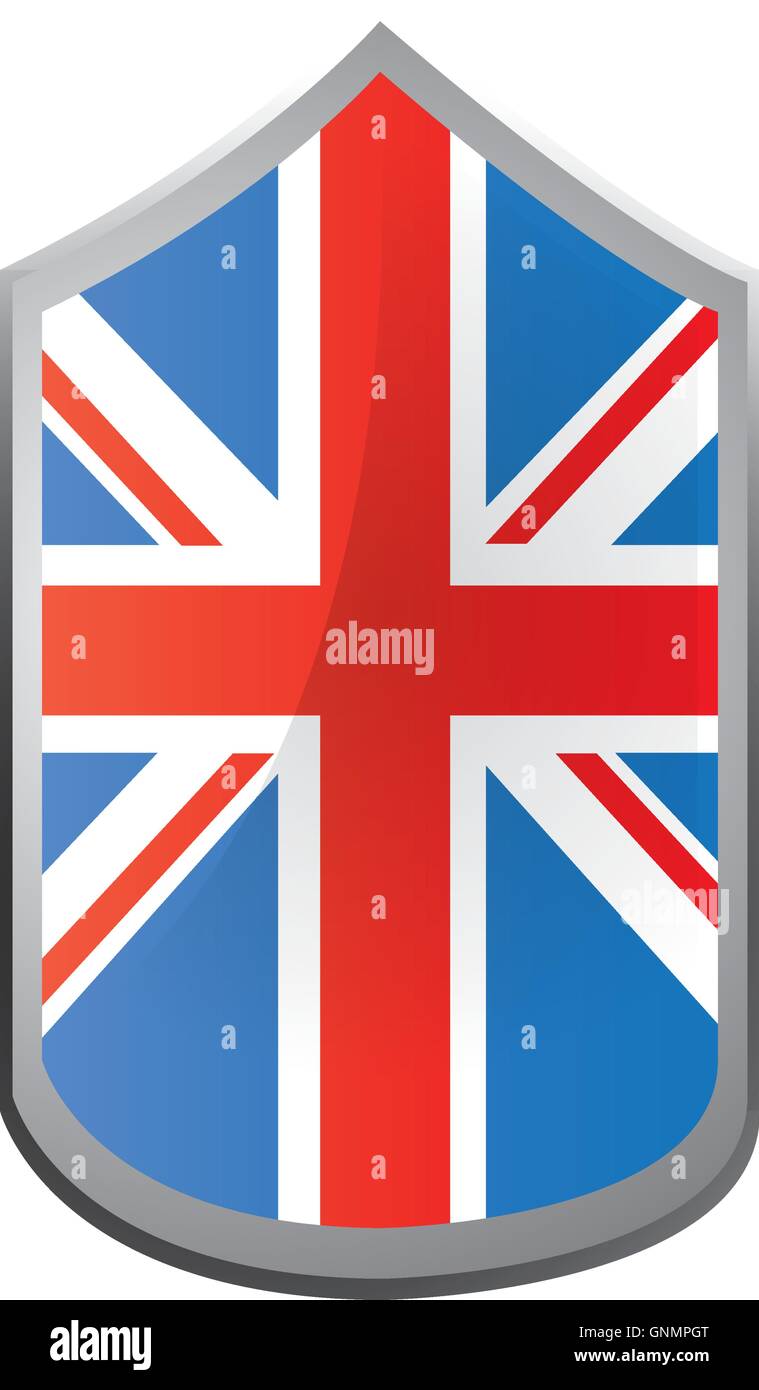 Isolated emblem with the flag of the United Kingdom on a white ...