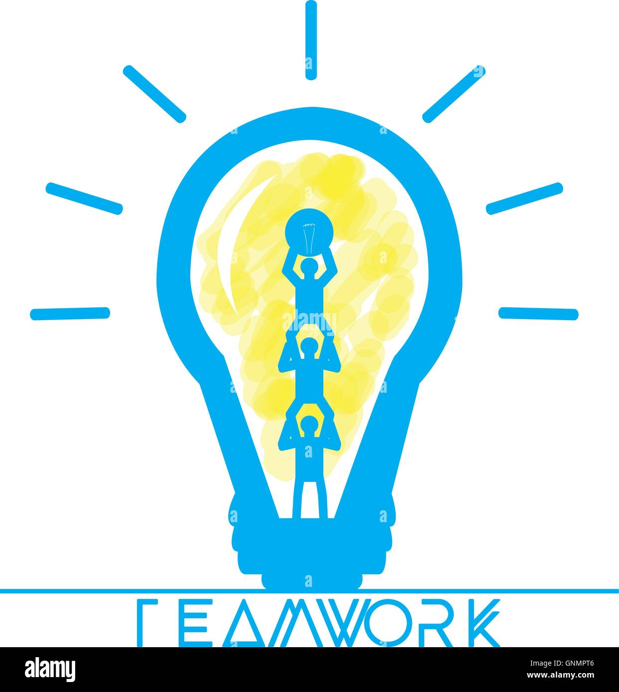 Isolated lightbulb with a group of people on a white background with ...