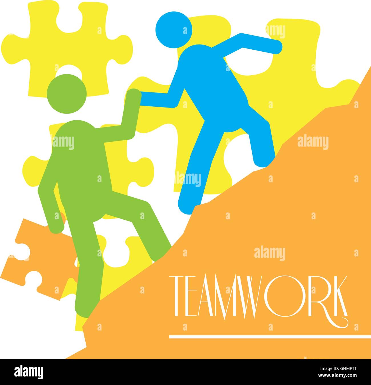 Pair of men working together on a white background with text Stock ...