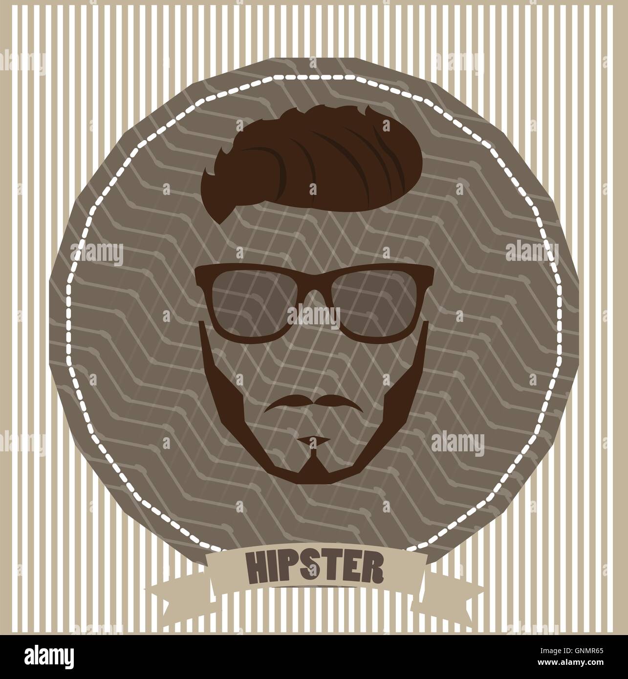 Isolated banner with some hipster icons and a ribbon with text on a ...