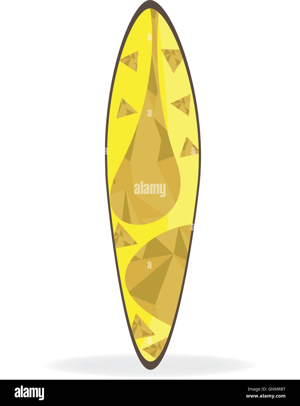 Isolated surfboard with a geometrical texture on a white background ...