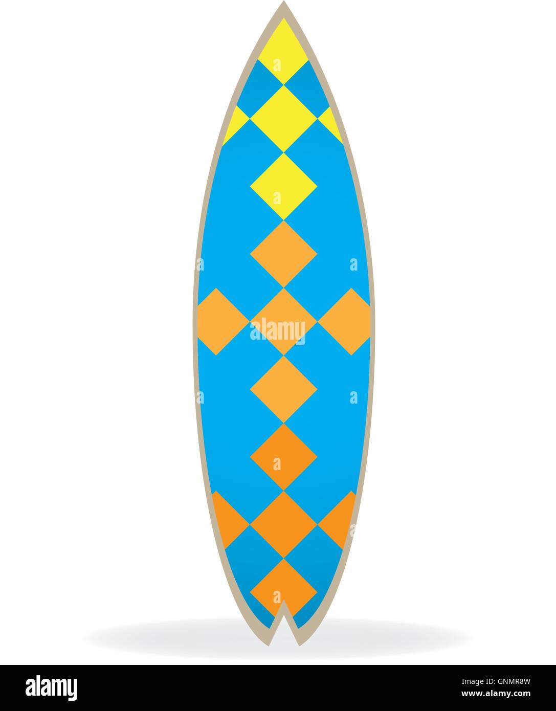 Isolated surfboard with a geometrical texture on a white background ...