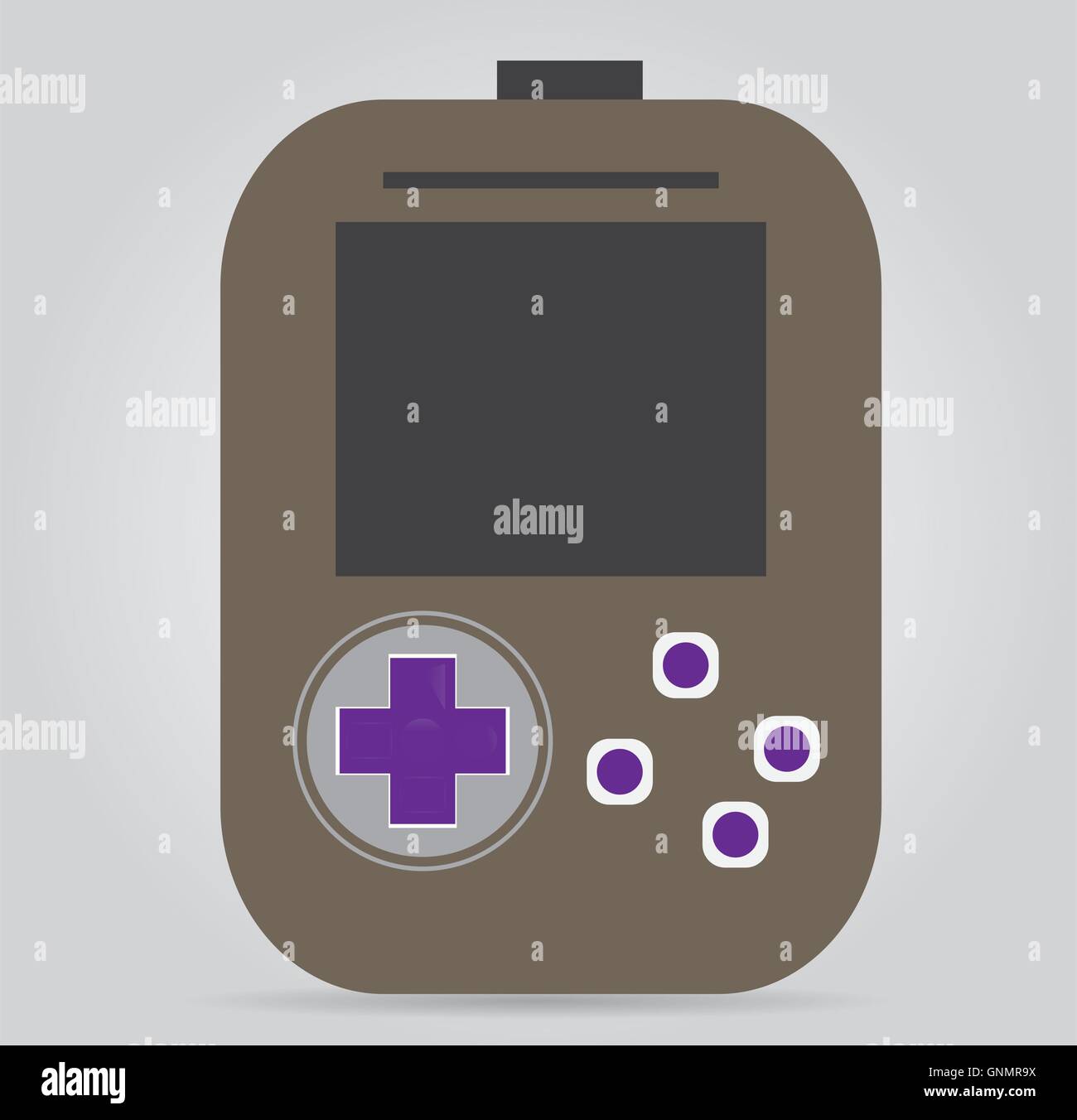Isolated video game console with some buttons on a grey background ...