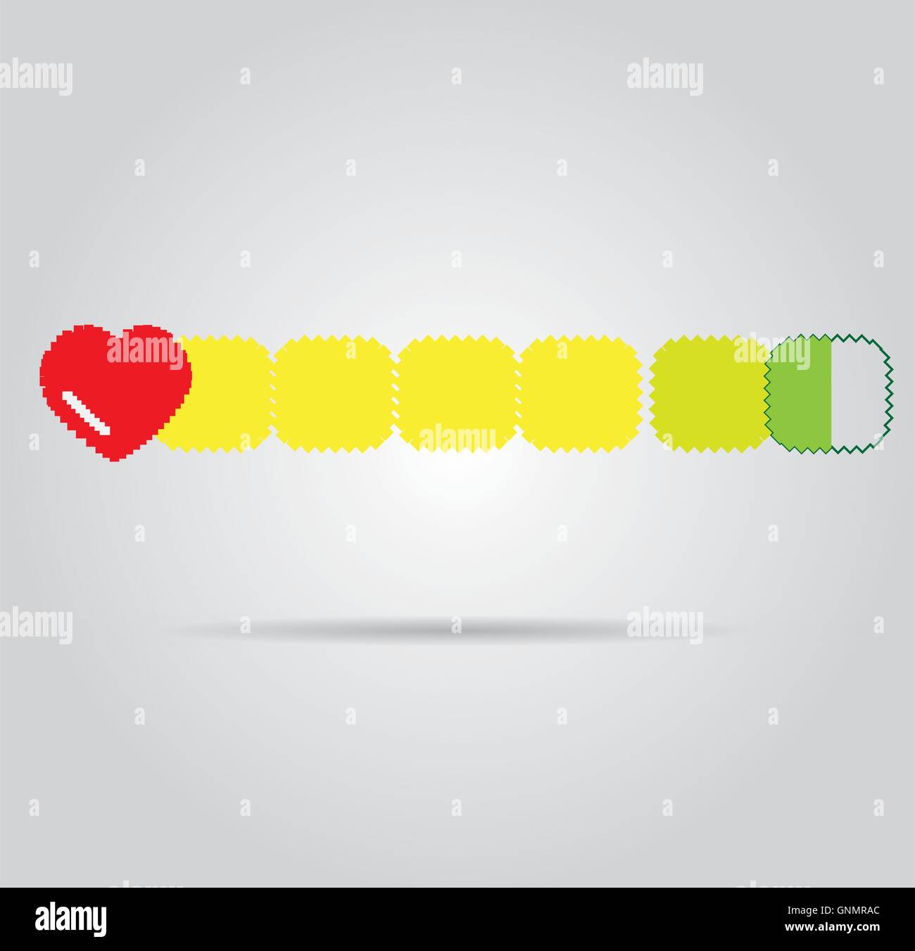 Isolated pixel health bar with a heart shape on a grey background Stock ...