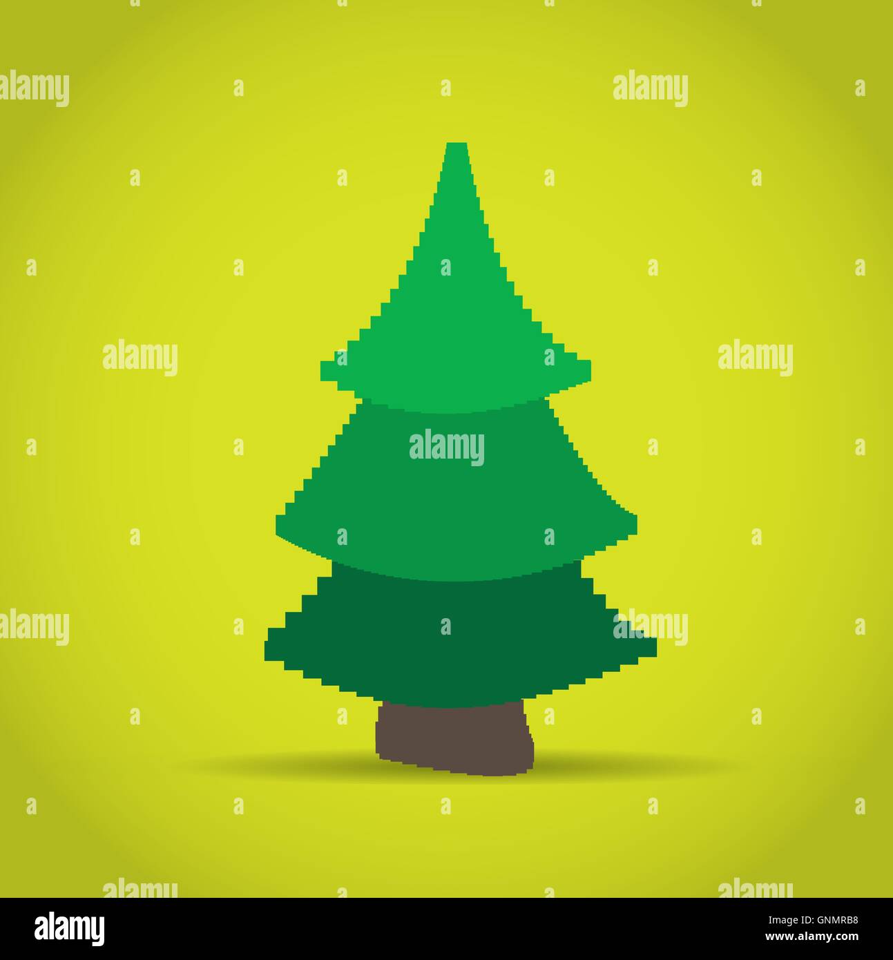 Isolated pixeled tree on a yellow background Stock Vector Image & Art ...