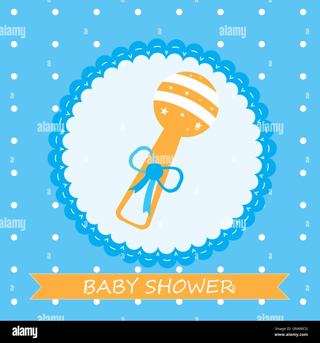 Isolated sticker with a baby shaker and a ribbon with text on a ...