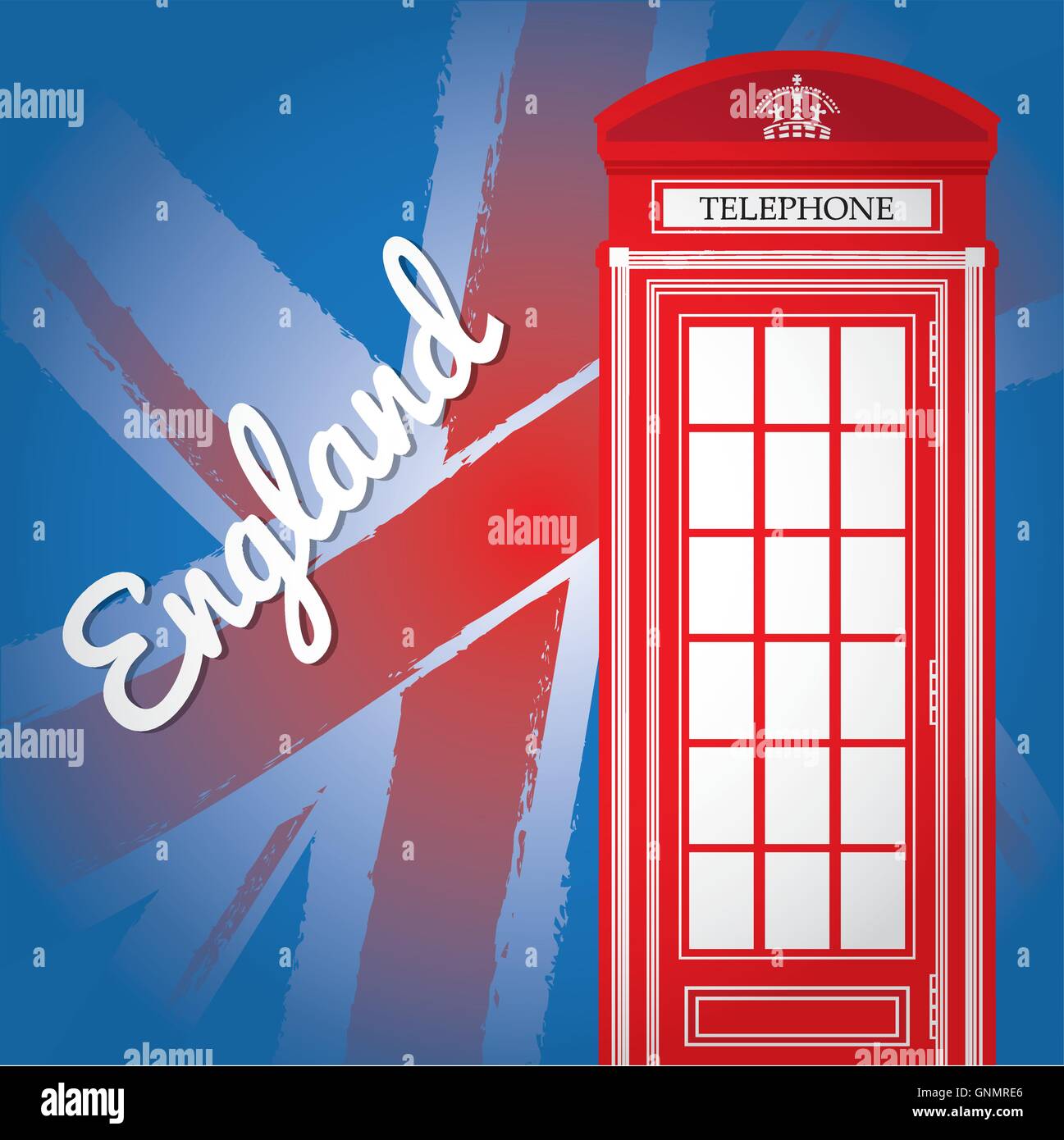 Blue background with text, the flag of the United Kingdom and a ...