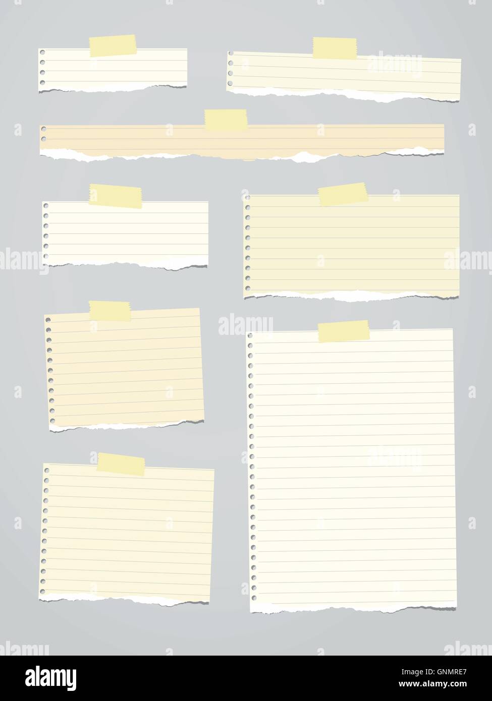 Pieces of light brown ruled torn note paper with yellow adhesive ...