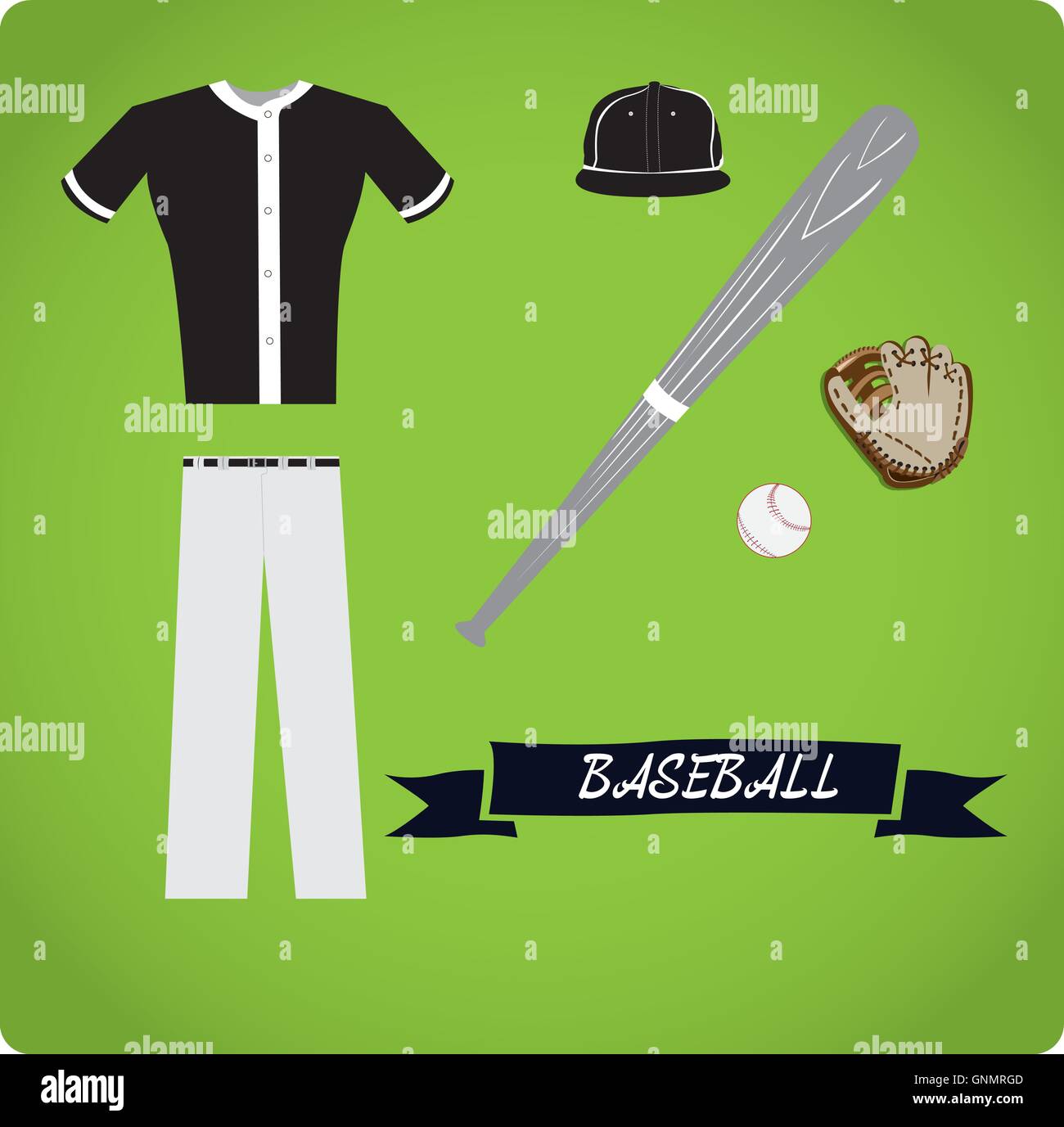 Baseball objects, Sport uniform, Vector illustration Stock Vector Image ...