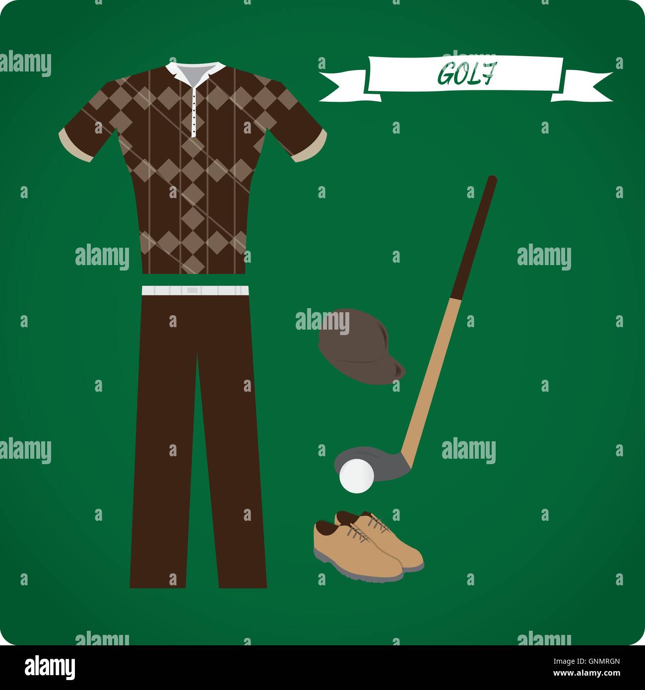 Golf objects, Sport uniform, Vector illustration Stock Vector Image ...