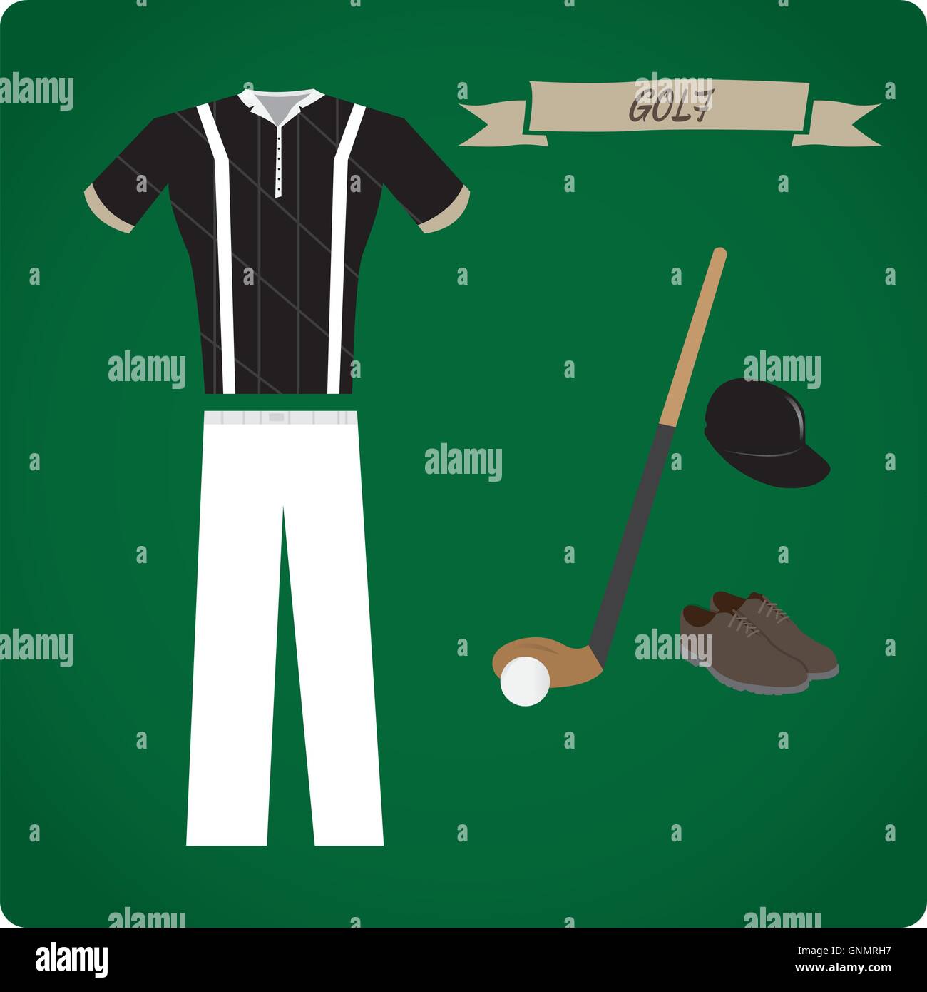 Golf objects, Sport uniform, Vector illustration Stock Vector Image ...