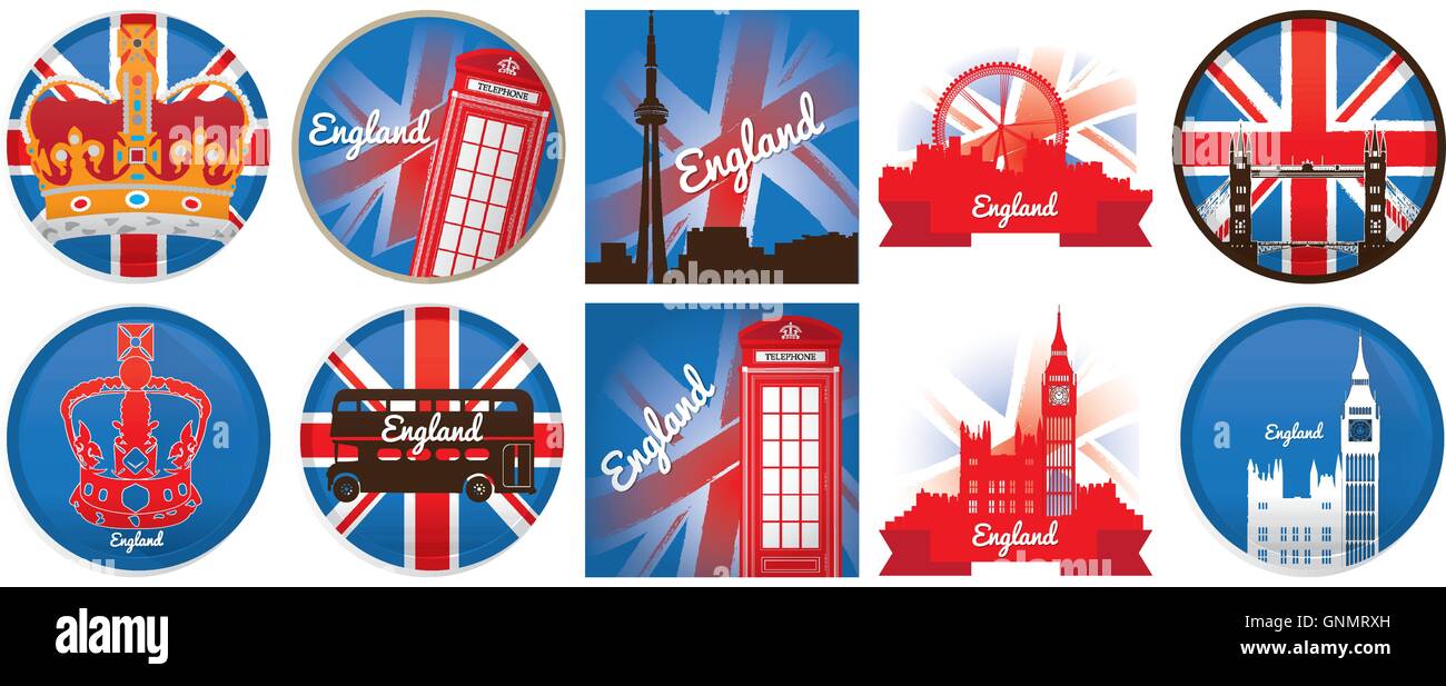 Set of england illustrations, skylines, Vector, eps 10 Stock Vector ...