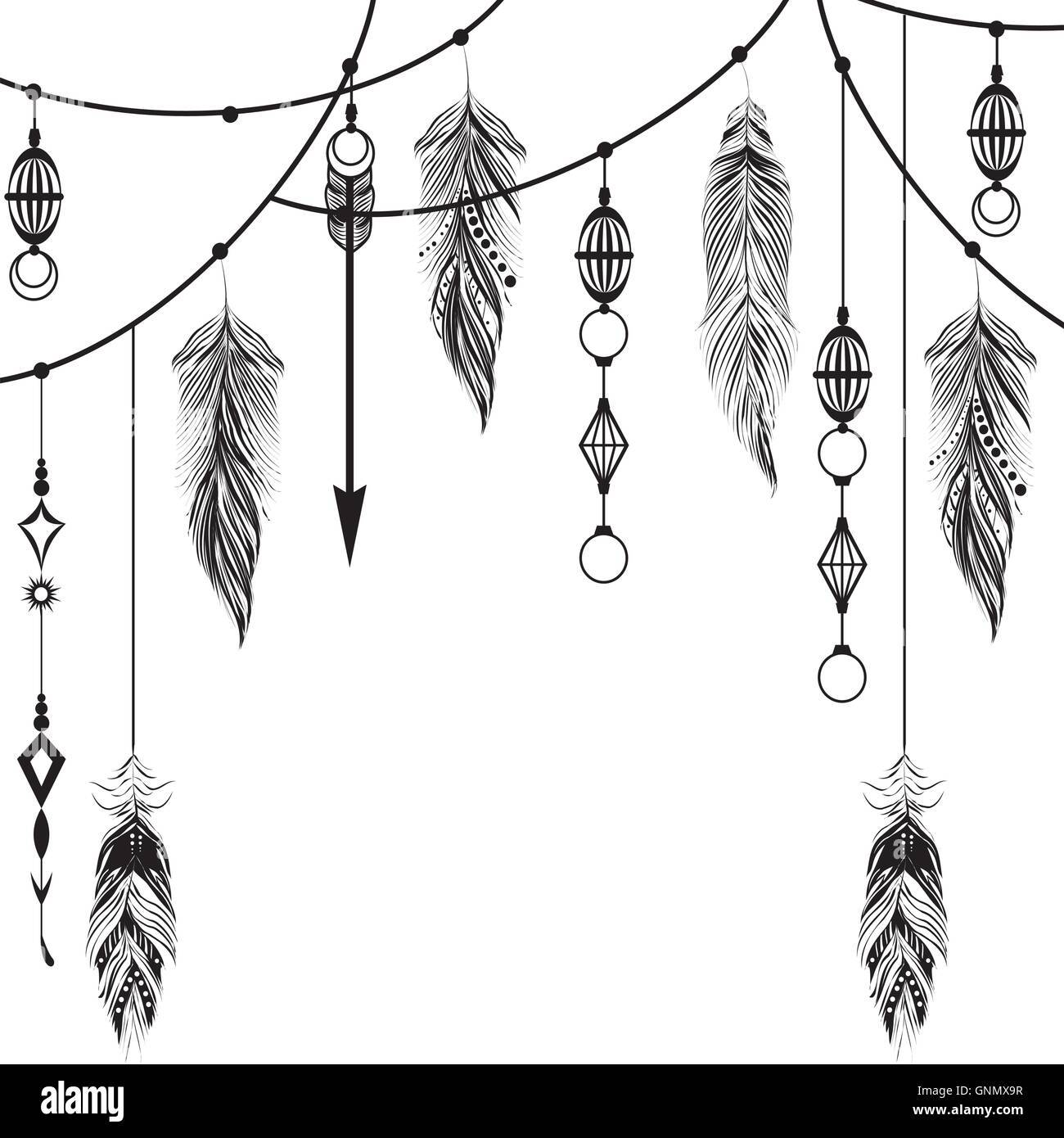 boho feather and arrows decoration Stock Vector Image & Art - Alamy