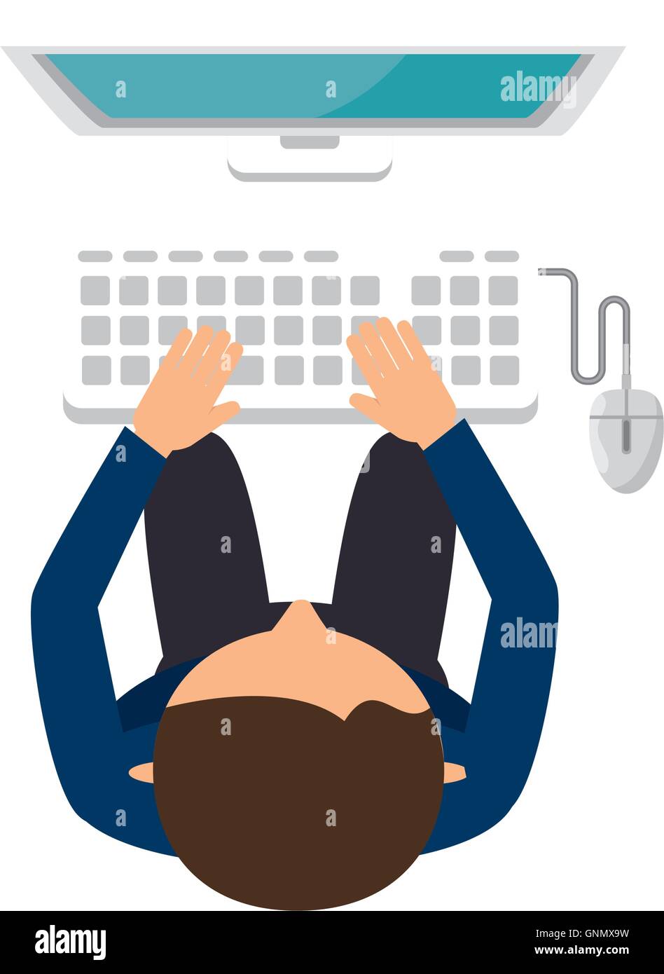 man working computer top view Stock Vector Image & Art - Alamy