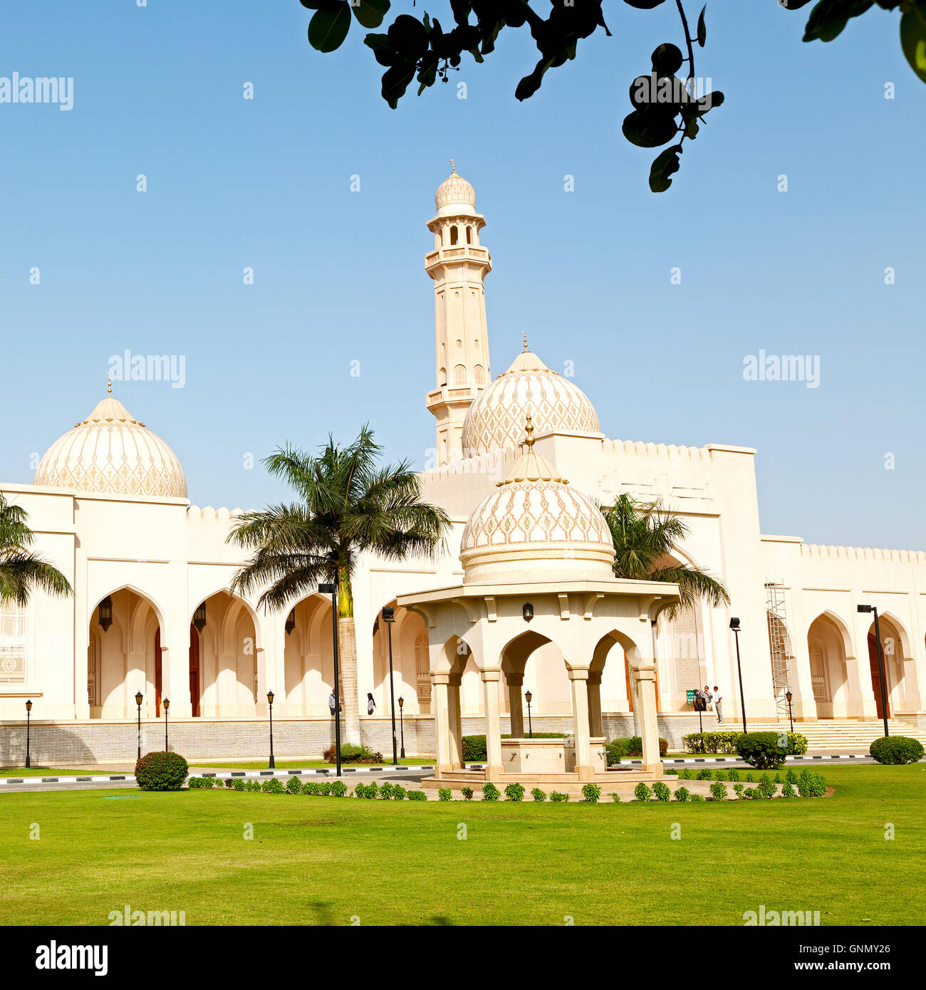 minaret and religion in clear sky in oman muscat the old mosque Stock ...