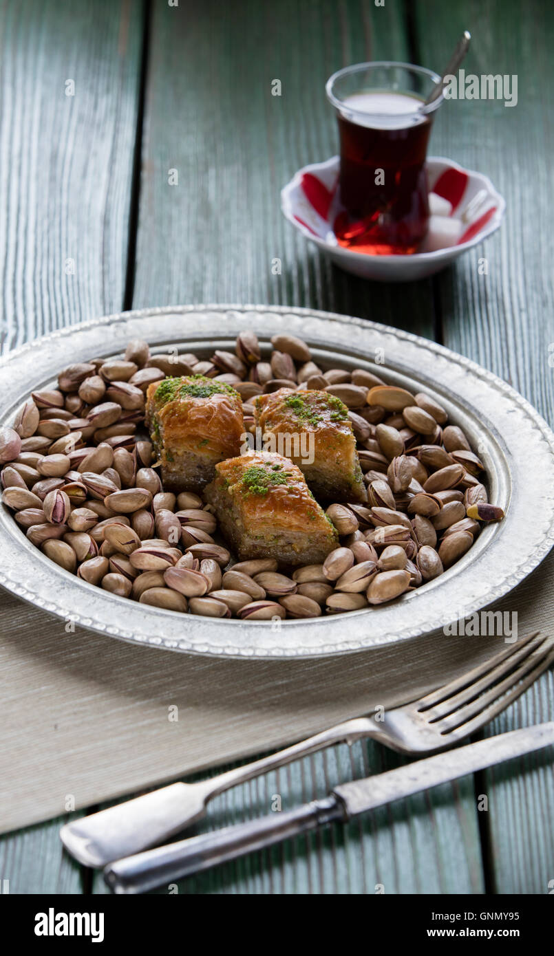 turkish ramadan dessert baklava with concept background Stock Photo - Alamy