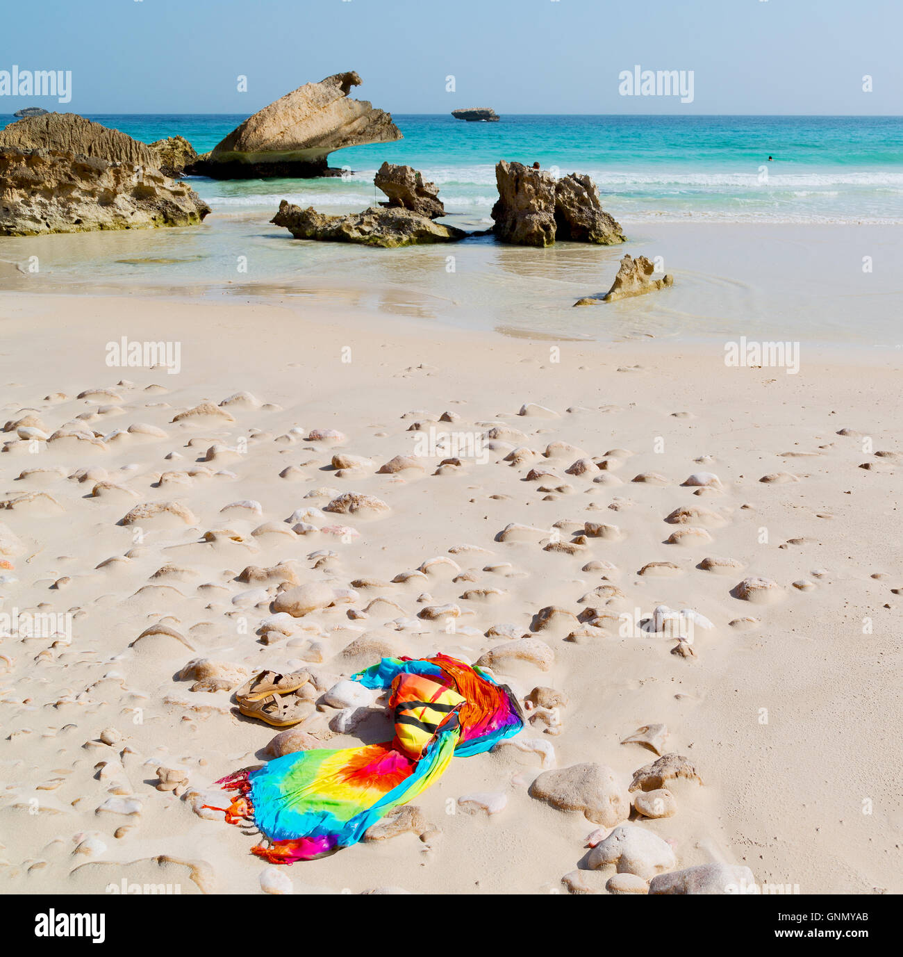 near sandy beach sky and mountain in oman arabic sea the hill Stock ...