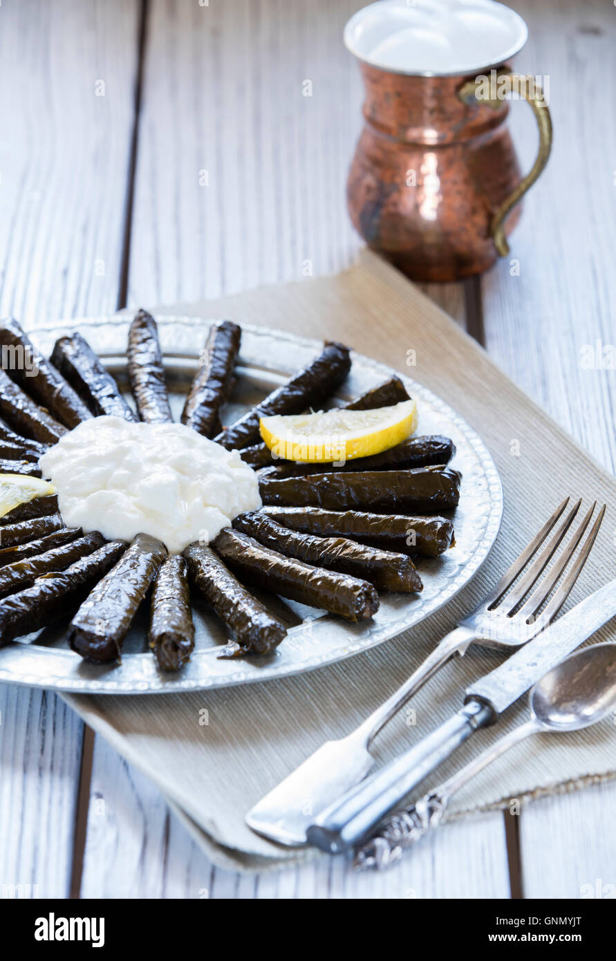 turkish dolmades on concept background Stock Photo - Alamy