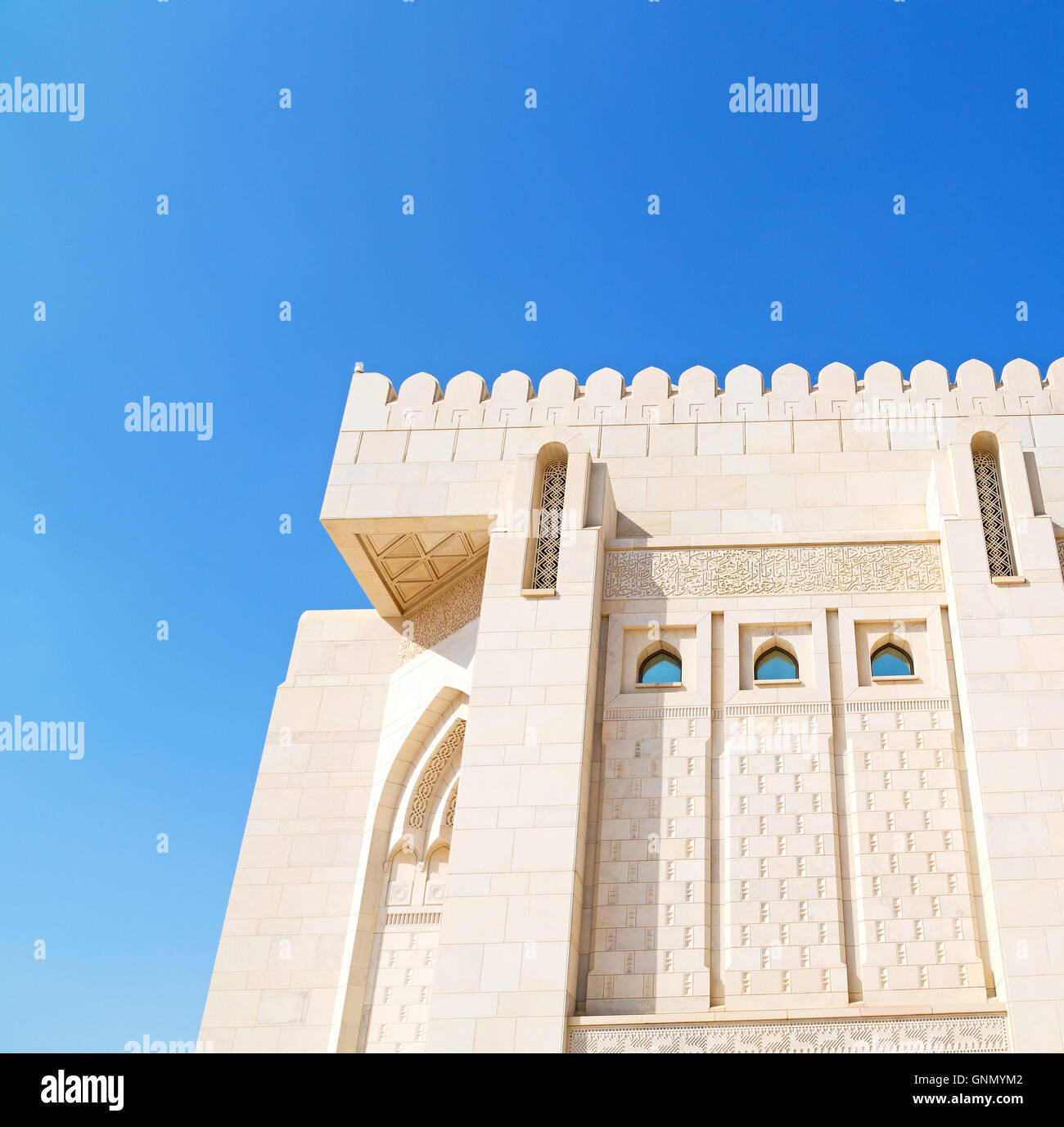 in oman the wall of big muscat mosque abstract background and antique ...