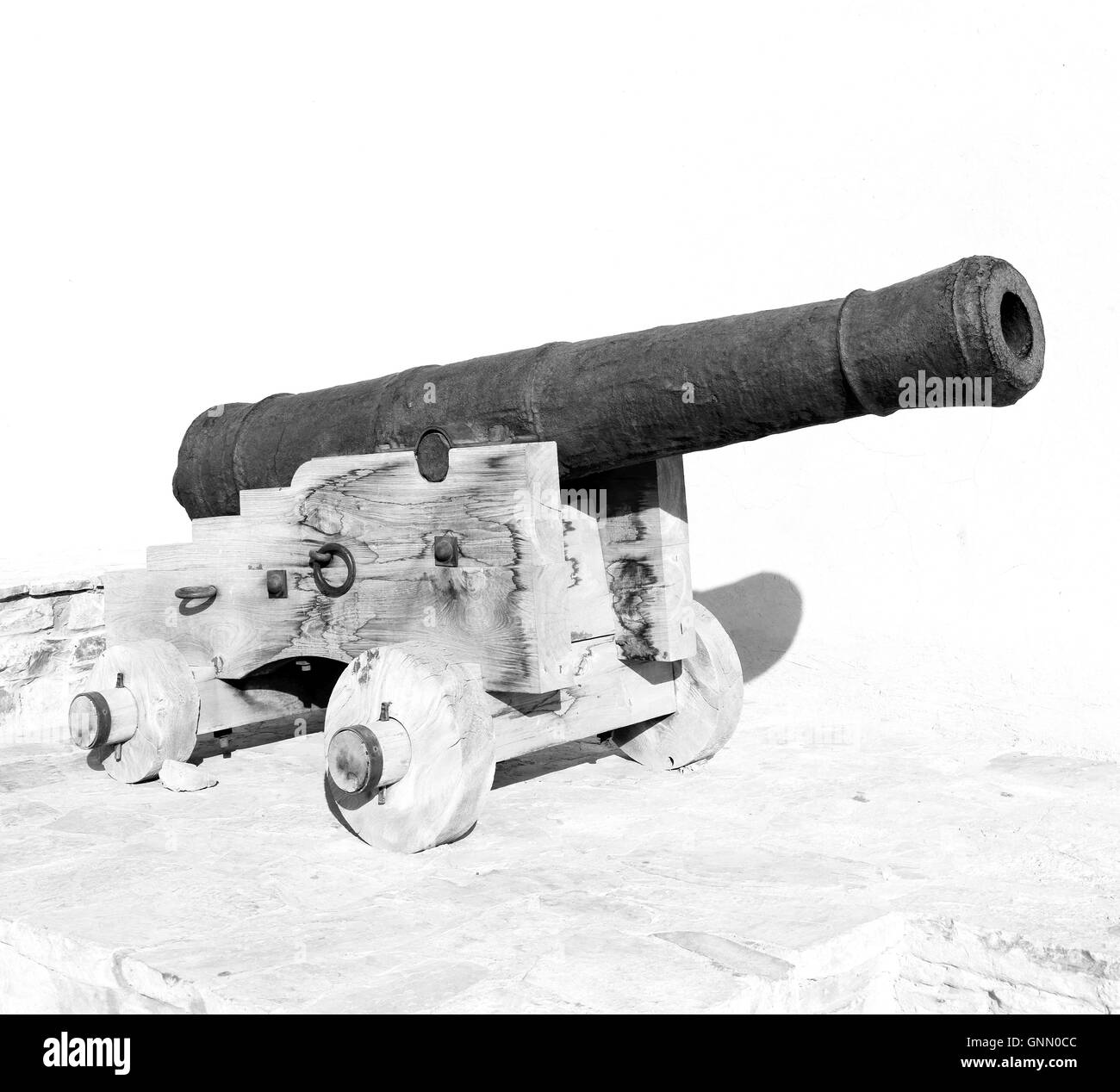 castle and cannon near the wall in oman muscat the old Stock Photo - Alamy
