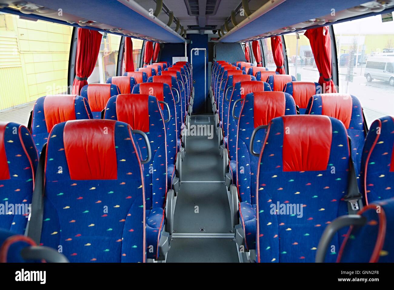 Bus interior seats Stock Photo - Alamy