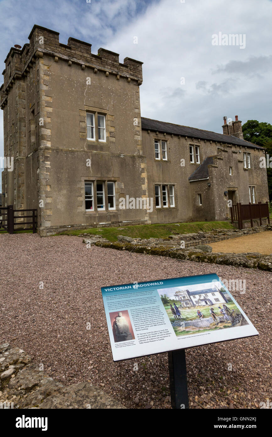 Cumbria, England, UK. Birdoswald Roman Fort. Victorian house from the ...