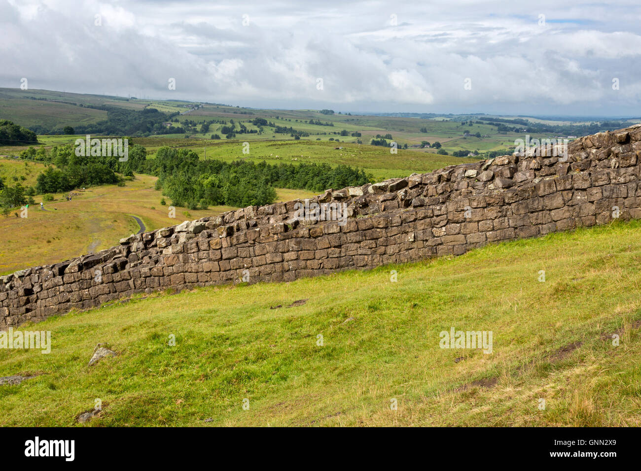 Northumberland, UK, England. Hadrian's Wall above Walltown Quarry, near ...