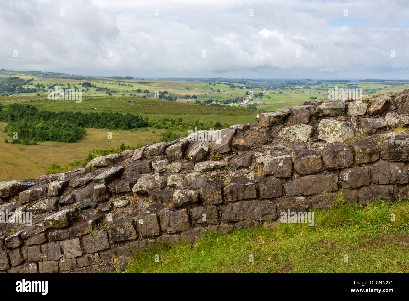 Northumberland, UK, England. Hadrian's Wall above Walltown Quarry ...