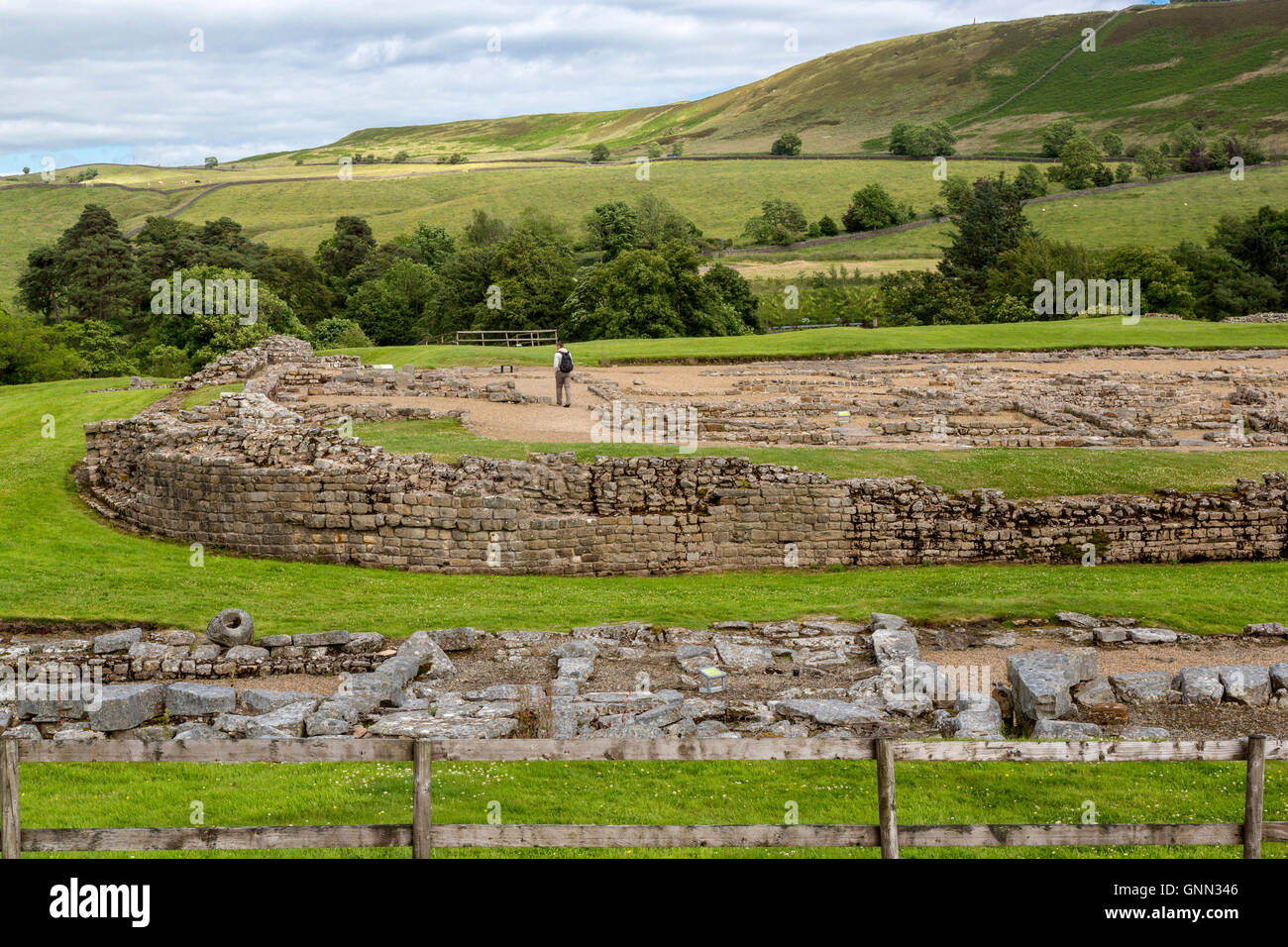 Northumberland, England, UK. Vindolanda Roman Fort, Western Wall Stock ...