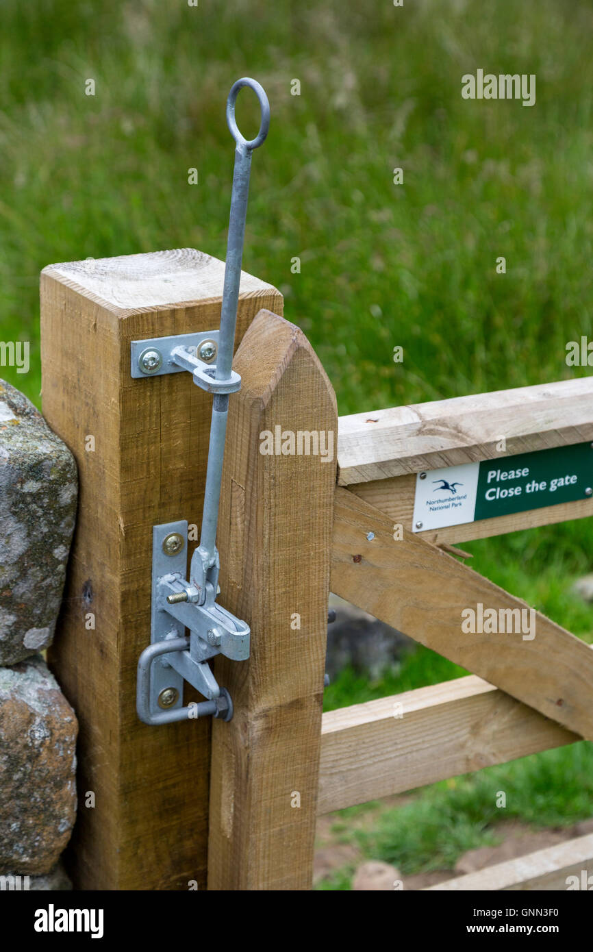 Northumberland, England, UK. Gate Latch on Hadrian's Wall (Pennine Way ...