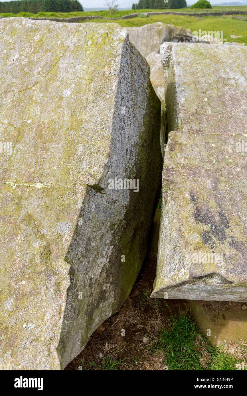 Northumberland, England, UK. Stone Blocks at Limestone Corner, near ...