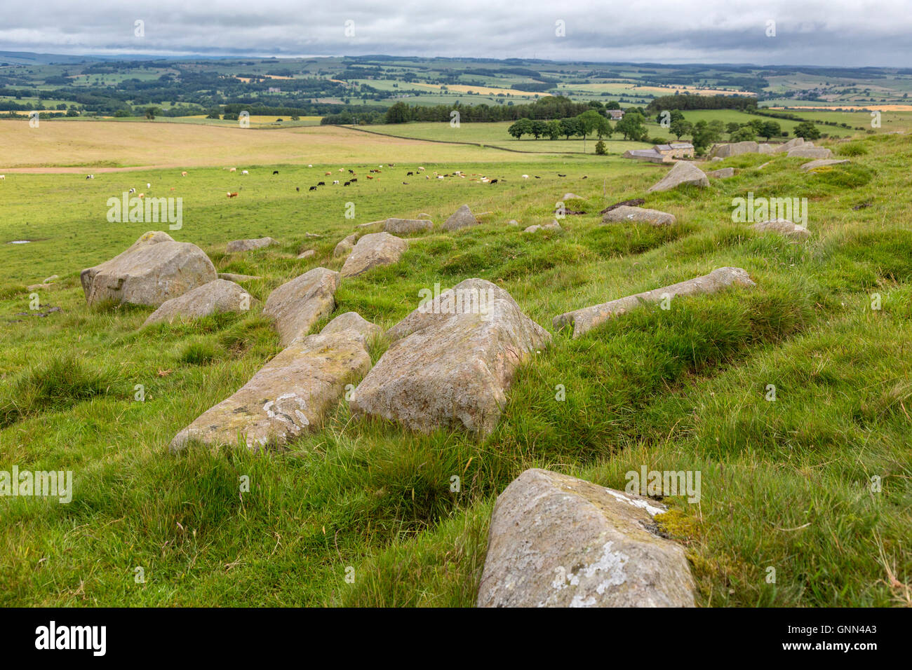 Northumberland, England, UK. Stone Blocks at Limestone Corner, near ...
