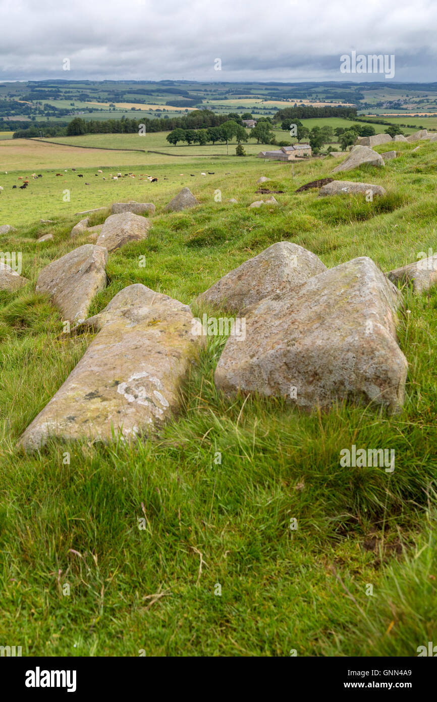 Northumberland, England, UK. Stone Blocks at Limestone Corner, near ...